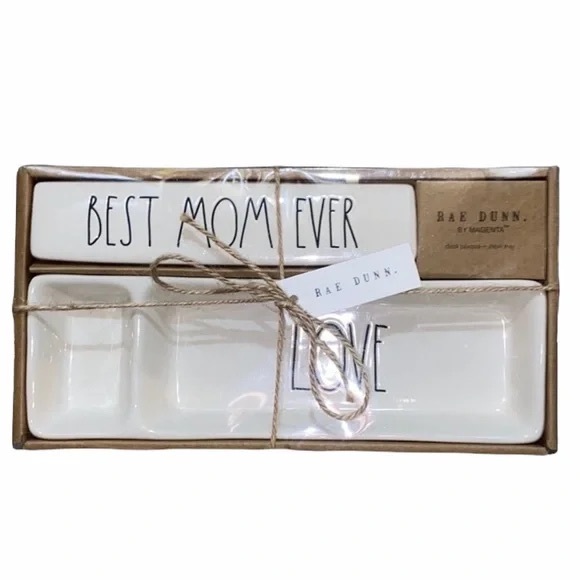 Rae Dunn | Office | New Rae Dunn Best Mom Ever Desk Plaque And Tray Set ...